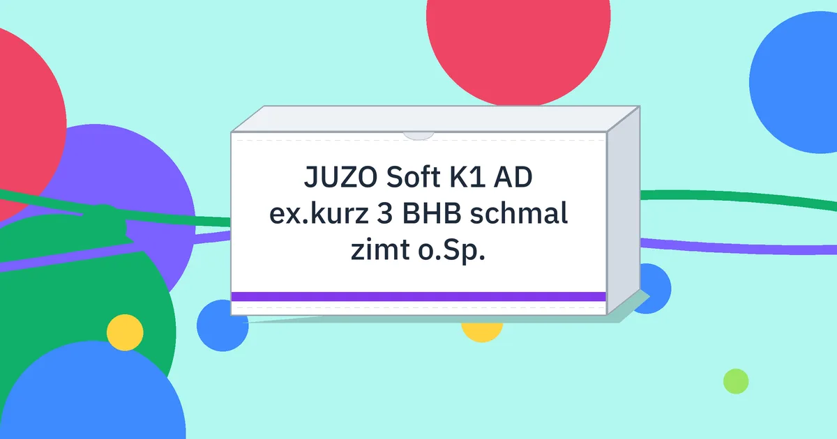 Symbolbild: Packung mit der Aufschrift JUZO Soft K1 AD ex.kurz 3 BHB schmal zimt o.Sp. (PZN 15464254) – Verfügbarkeit und Bezug in Apotheken in Frankfurt am Main