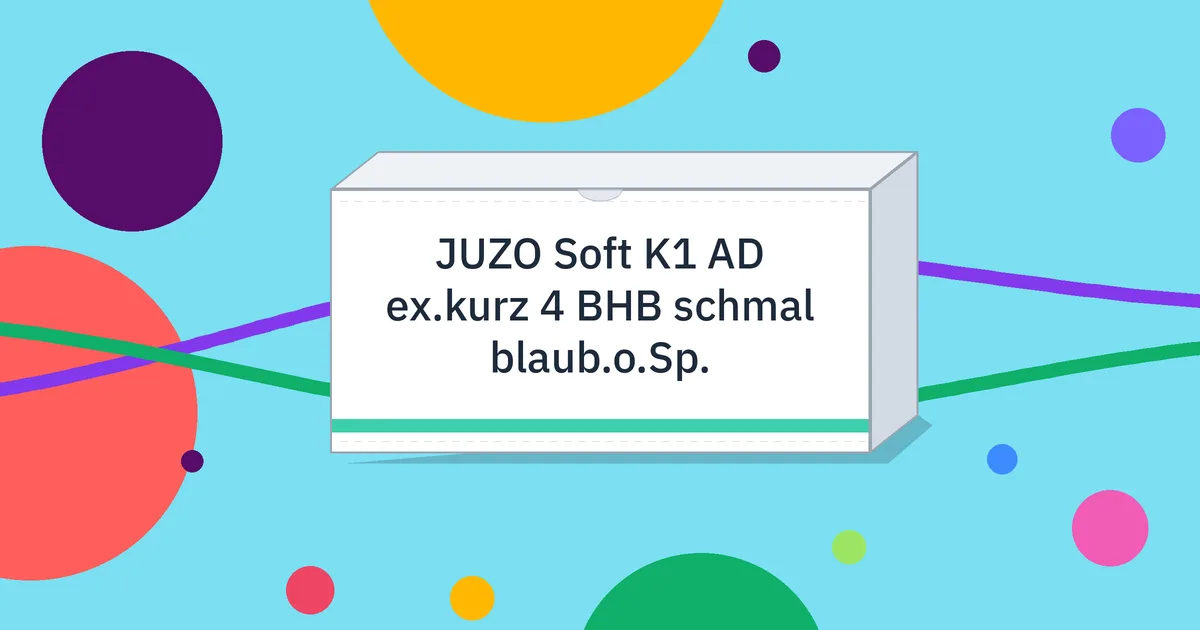 Symbolbild: Packung mit der Aufschrift JUZO Soft K1 AD ex.kurz 4 BHB schmal blaub.o.Sp. (PZN 15464567) – Verfügbarkeit und Bezug in Apotheken in Frankfurt am Main