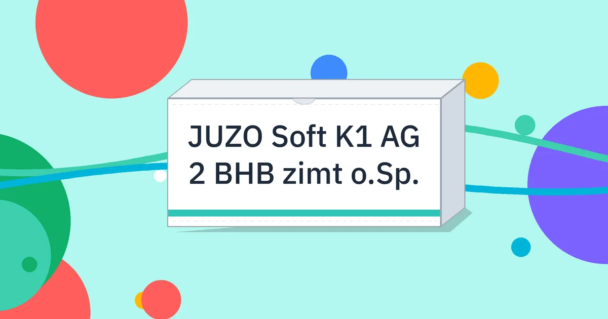 Symbolbild: Packung mit der Aufschrift JUZO Soft K1 AG 2 BHB zimt o.Sp. (PZN 14821396) – Verfügbarkeit und Bezug in Apotheken in Frankfurt am Main