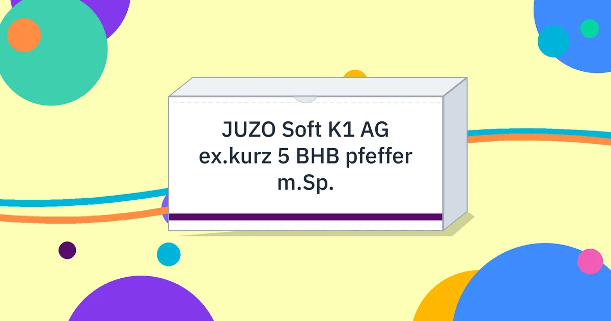 Symbolbild: Packung mit der Aufschrift JUZO Soft K1 AG ex.kurz 5 BHB pfeffer m.Sp. (PZN 14823366) – Verfügbarkeit und Bezug in Apotheken in Frankfurt am Main
