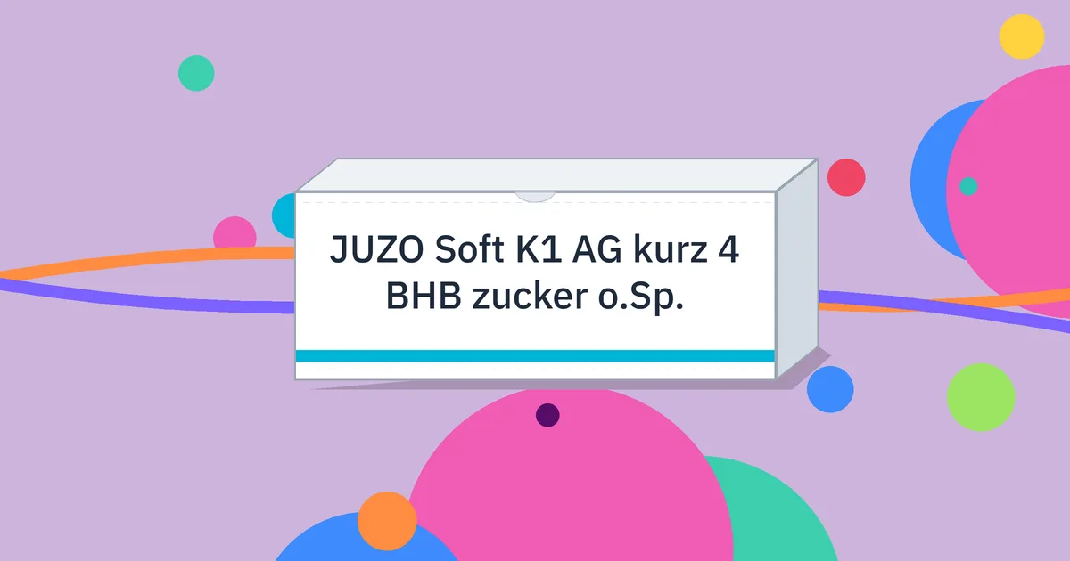 Symbolbild: Packung mit der Aufschrift JUZO Soft K1 AG kurz 4 BHB zucker o.Sp. (PZN 14822622) – Verfügbarkeit und Bezug in Apotheken in Frankfurt am Main