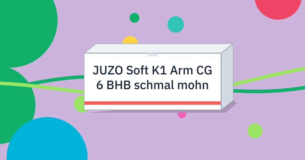 Symbolbild: Packung mit der Aufschrift JUZO Soft K1 Arm CG 6 BHB schmal mohn (PZN 15507986) – Verfügbarkeit und Bezug in Apotheken in Frankfurt am Main