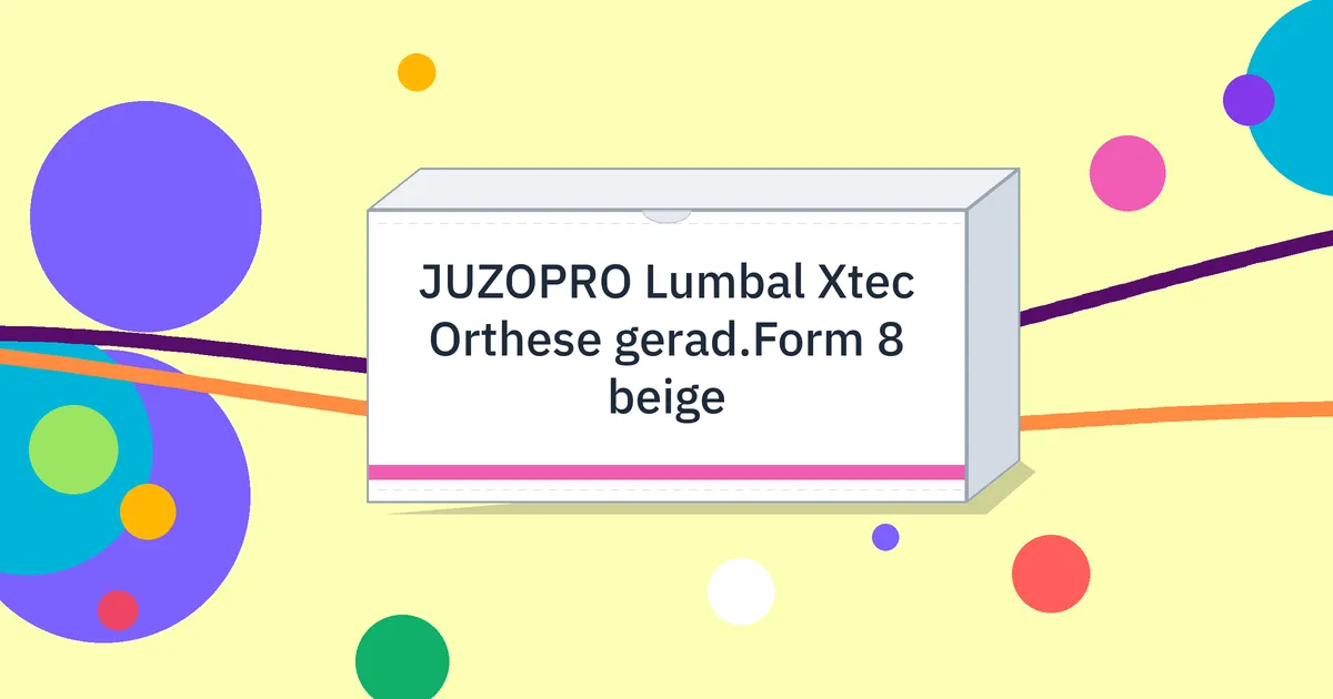 Symbolbild: Packung mit der Aufschrift JUZOPRO Lumbal Xtec Orthese gerad.Form 8 beige (PZN 16498054) – Verfügbarkeit und Bezug in Apotheken in Frankfurt am Main