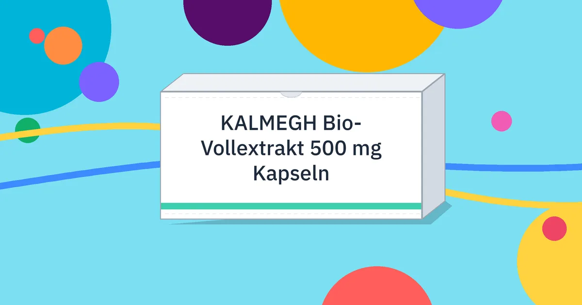 Symbolbild: Packung mit der Aufschrift KALMEGH Bio-Vollextrakt 500 mg Kapseln (PZN 15655959) – Verfügbarkeit und Bezug in Apotheken in Frankfurt am Main