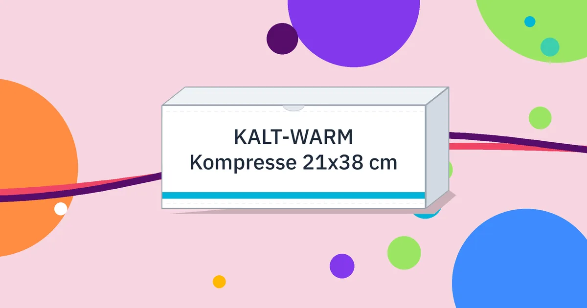 Symbolbild: Packung mit der Aufschrift KALT-WARM Kompresse 21x38 cm (PZN 01988255) – Verfügbarkeit und Bezug in Apotheken in Frankfurt am Main