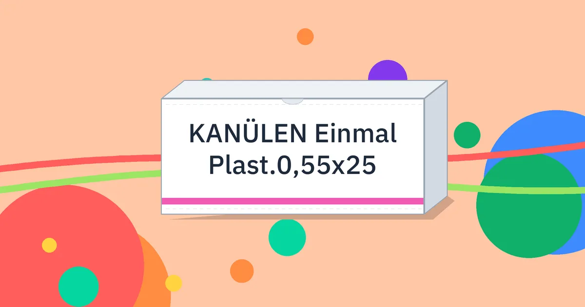 Symbolbild: Packung mit der Aufschrift KANÜLEN Einmal Plast.0,55x25 (PZN 01964562) – Verfügbarkeit und Bezug in Apotheken in Frankfurt am Main