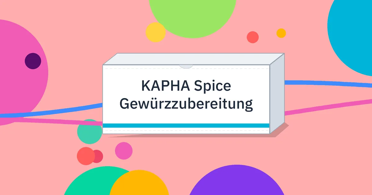Symbolbild: Packung mit der Aufschrift KAPHA Spice Gewürzzubereitung (PZN 17992135) – Verfügbarkeit und Bezug in Apotheken in Frankfurt am Main