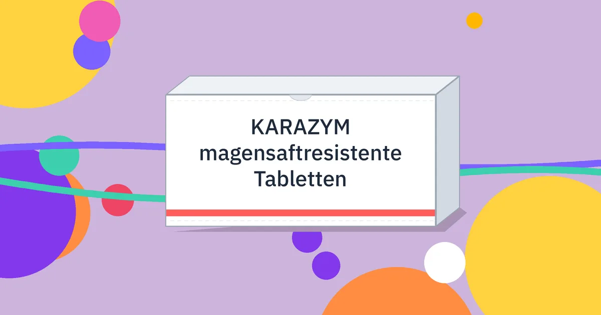 Symbolbild: Packung mit der Aufschrift KARAZYM magensaftresistente Tabletten (PZN 02512141) – Verfügbarkeit und Bezug in Apotheken in Frankfurt am Main