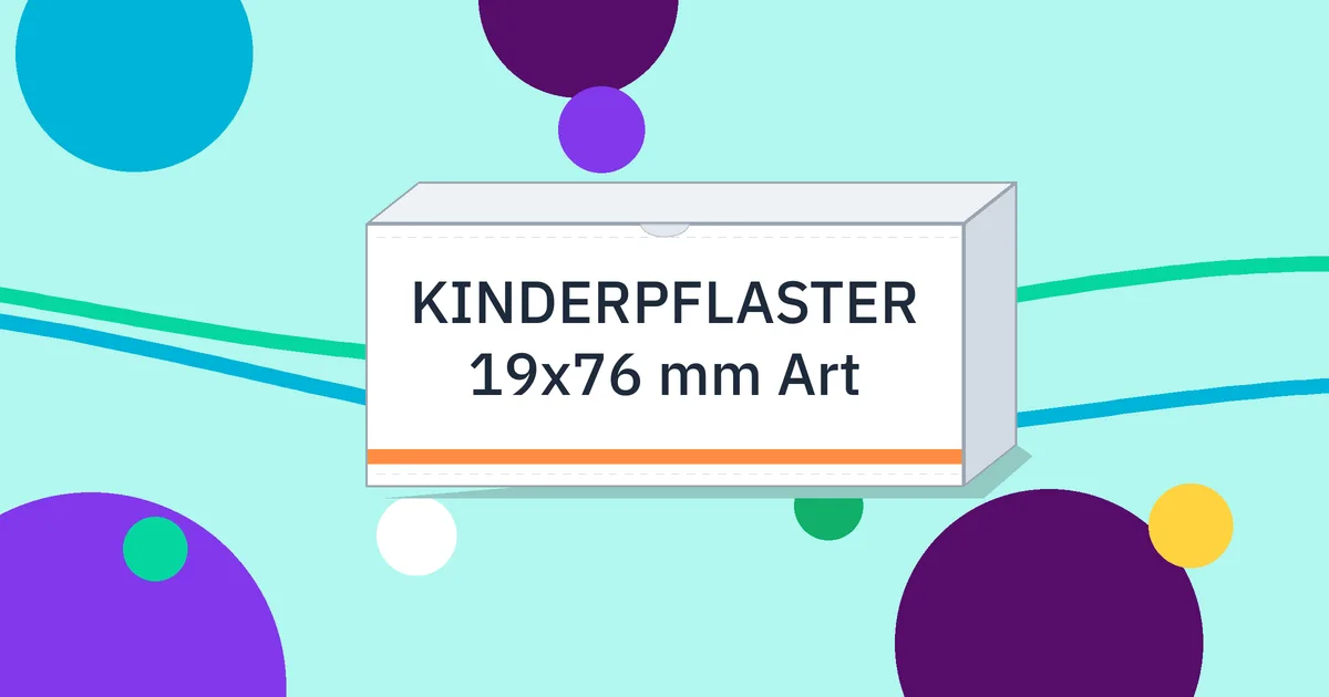 Symbolbild: Packung mit der Aufschrift KINDERPFLASTER 19x76 mm Art (PZN 19200776) – Verfügbarkeit und Bezug in Apotheken in Frankfurt am Main