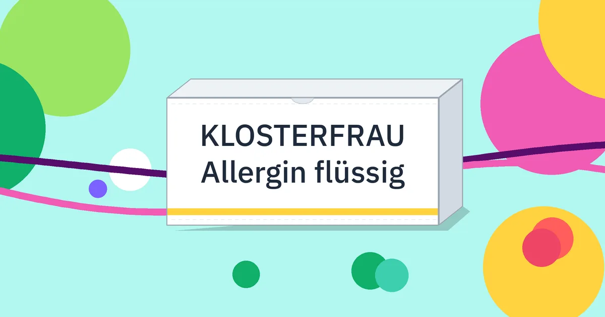Symbolbild: Packung mit der Aufschrift KLOSTERFRAU Allergin flüssig (PZN 02855556) – Verfügbarkeit und Bezug in Apotheken in Frankfurt am Main