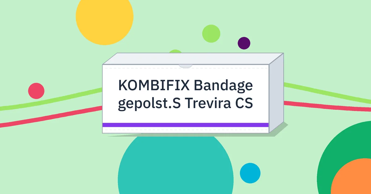 Symbolbild: Packung mit der Aufschrift KOMBIFIX Bandage gepolst.S Trevira CS (PZN 04956480) – Verfügbarkeit und Bezug in Apotheken in Frankfurt am Main