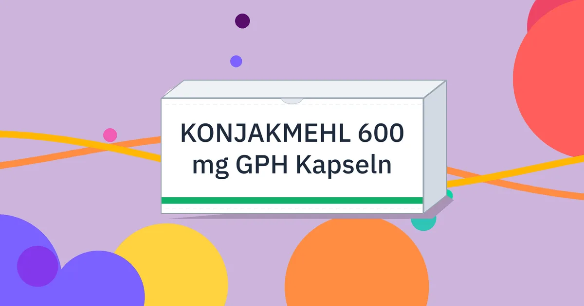 Symbolbild: Packung mit der Aufschrift KONJAKMEHL 600 mg GPH Kapseln (PZN 09918343) – Verfügbarkeit und Bezug in Apotheken in Frankfurt am Main