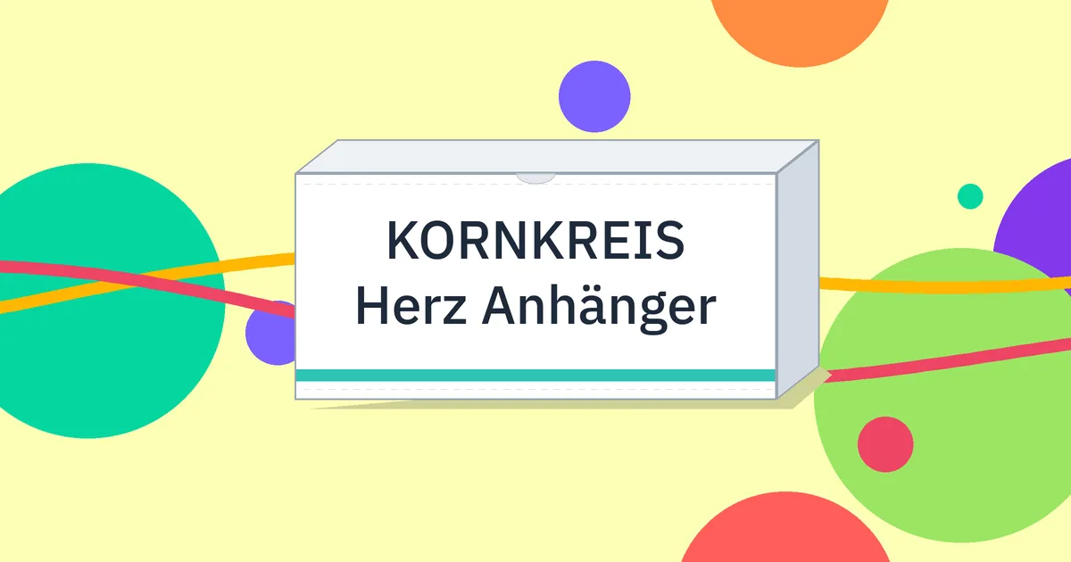 Symbolbild: Packung mit der Aufschrift KORNKREIS Herz Anhänger (PZN 19159068) – Verfügbarkeit und Bezug in Apotheken in Frankfurt am Main