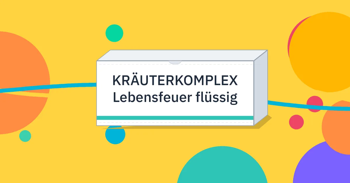 Symbolbild: Packung mit der Aufschrift KRÄUTERKOMPLEX Lebensfeuer flüssig (PZN 10300269) – Verfügbarkeit und Bezug in Apotheken in Frankfurt am Main