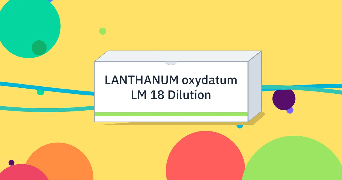 Symbolbild: Packung mit der Aufschrift LANTHANUM oxydatum LM 18 Dilution (PZN 13522289) – Verfügbarkeit und Bezug in Apotheken in Frankfurt am Main