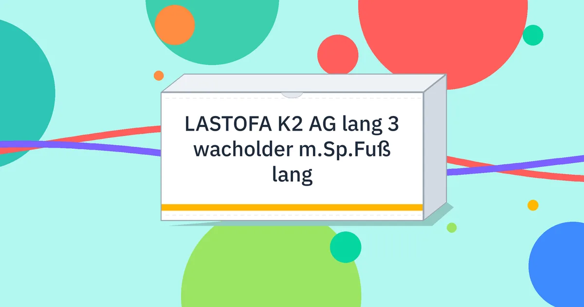 Symbolbild: Packung mit der Aufschrift LASTOFA K2 AG lang 3 wacholder m.Sp.Fuß lang (PZN 13804243) – Verfügbarkeit und Bezug in Apotheken in Frankfurt am Main