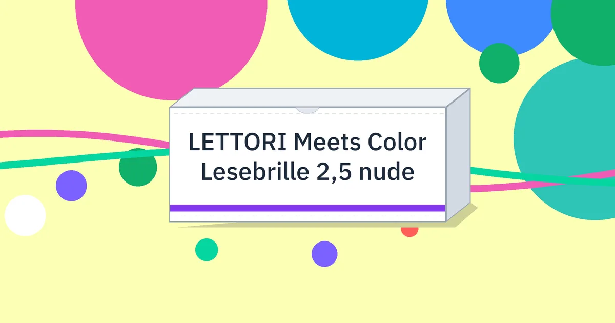 Symbolbild: Packung mit der Aufschrift LETTORI Meets Color Lesebrille 2,5 nude (PZN 11057368) – Verfügbarkeit und Bezug in Apotheken in Frankfurt am Main