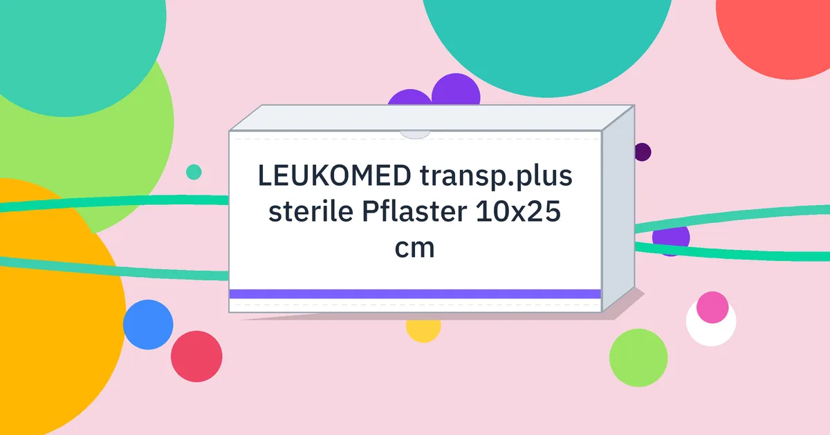 Symbolbild: Packung mit der Aufschrift LEUKOMED transp.plus sterile Pflaster 10x25 cm (PZN 01051100) – Verfügbarkeit und Bezug in Apotheken in Frankfurt am Main