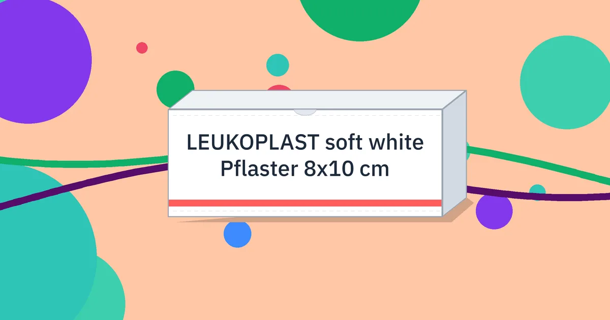 Symbolbild: Packung mit der Aufschrift LEUKOPLAST soft white Pflaster 8x10 cm (PZN 19065108) – Verfügbarkeit und Bezug in Apotheken in Frankfurt am Main