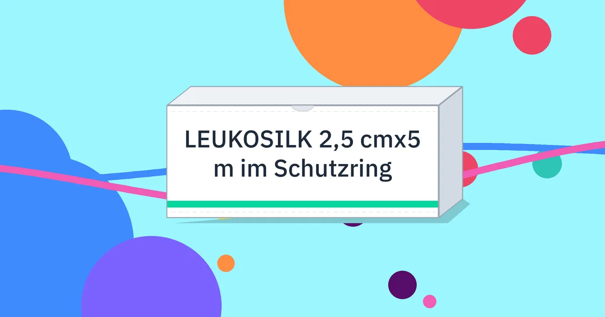 Symbolbild: Packung mit der Aufschrift LEUKOSILK 2,5 cmx5 m im Schutzring (PZN 18817084) – Verfügbarkeit und Bezug in Apotheken in Frankfurt am Main