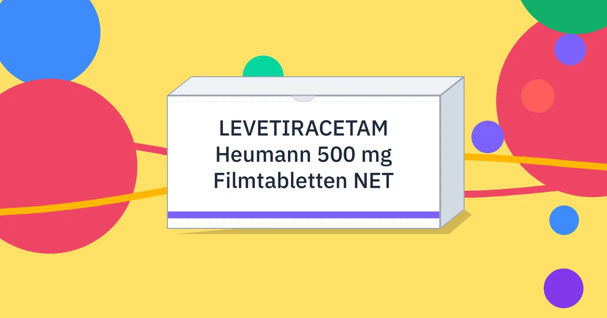 Symbolbild: Packung mit der Aufschrift LEVETIRACETAM Heumann 500 mg Filmtabletten NET (PZN 16139125) – Verfügbarkeit und Bezug in Apotheken in Frankfurt am Main