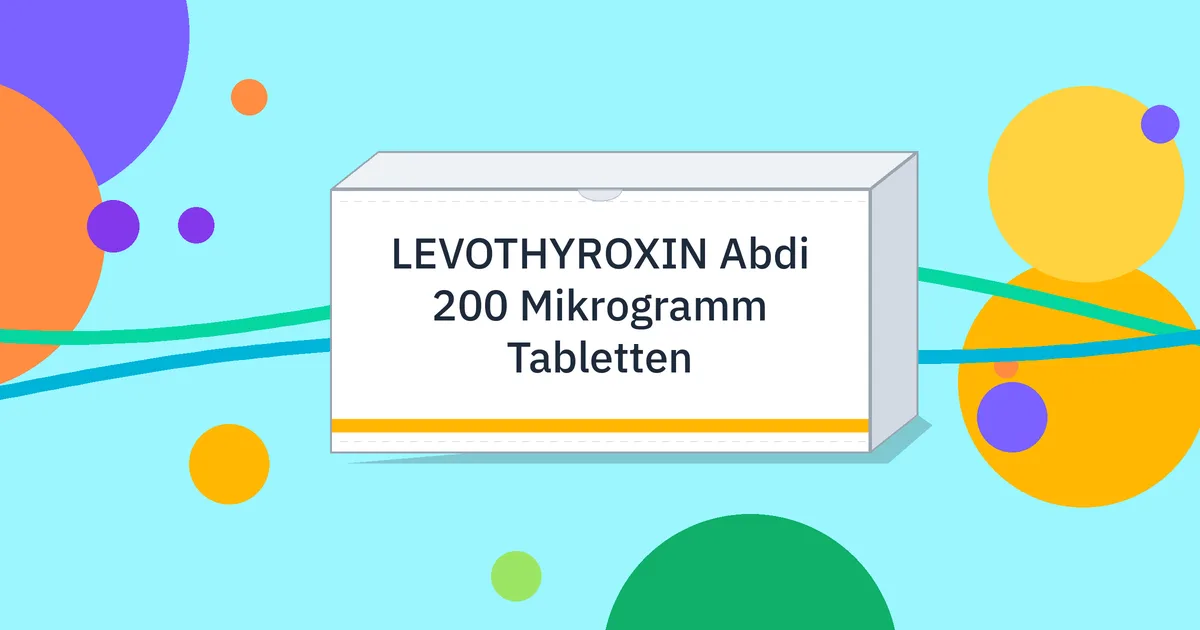 Symbolbild: Packung mit der Aufschrift LEVOTHYROXIN Abdi 200 Mikrogramm Tabletten (PZN 17888627) – Verfügbarkeit und Bezug in Apotheken in Frankfurt am Main
