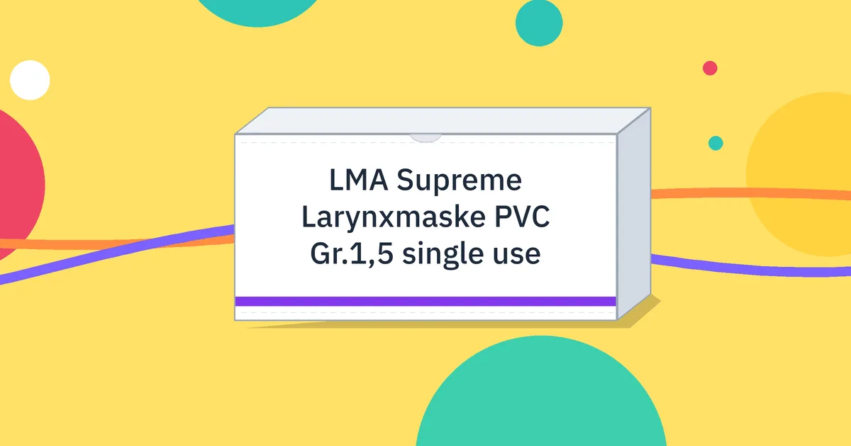 Symbolbild: Packung mit der Aufschrift LMA Supreme Larynxmaske PVC Gr.1,5 single use (PZN 10848889) – Verfügbarkeit und Bezug in Apotheken in Frankfurt am Main
