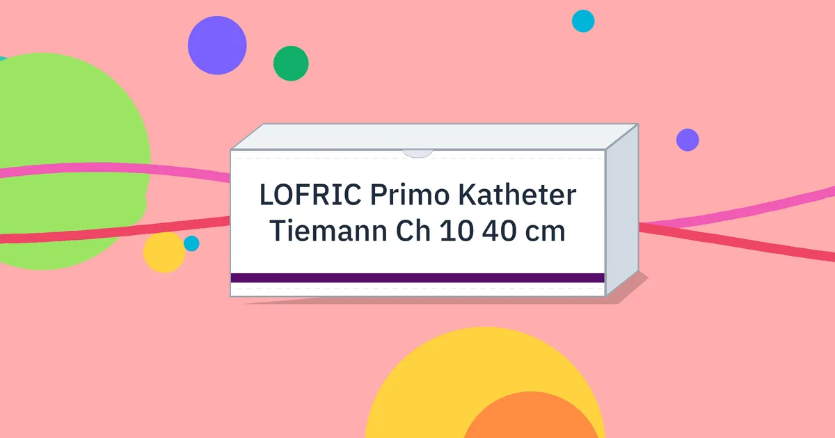 Symbolbild: Packung mit der Aufschrift LOFRIC Primo Katheter Tiemann Ch 10 40 cm (PZN 16672233) – Verfügbarkeit und Bezug in Apotheken in Frankfurt am Main