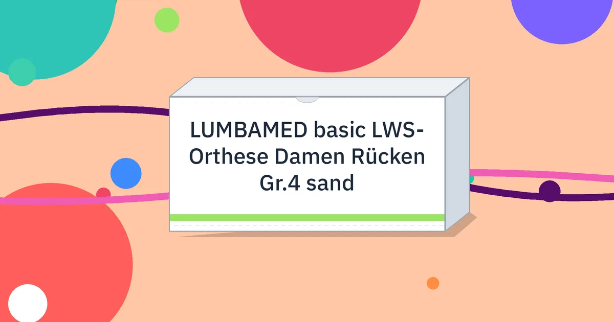 Symbolbild: Packung mit der Aufschrift LUMBAMED basic LWS-Orthese Damen Rücken Gr.4 sand (PZN 18827929) – Verfügbarkeit und Bezug in Apotheken in Frankfurt am Main
