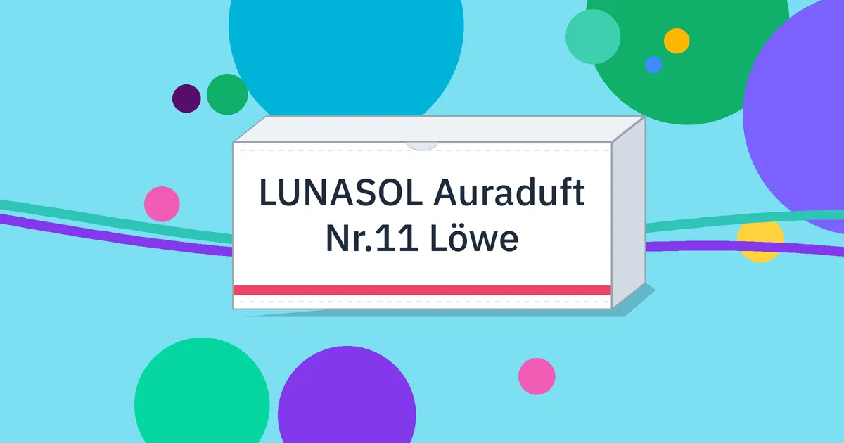 Symbolbild: Packung mit der Aufschrift LUNASOL Auraduft Nr.11 Löwe (PZN 20060323) – Verfügbarkeit und Bezug in Apotheken in Frankfurt am Main