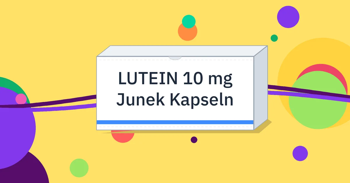 Symbolbild: Packung mit der Aufschrift LUTEIN 10 mg Junek Kapseln (PZN 10396507) – Verfügbarkeit und Bezug in Apotheken in Frankfurt am Main