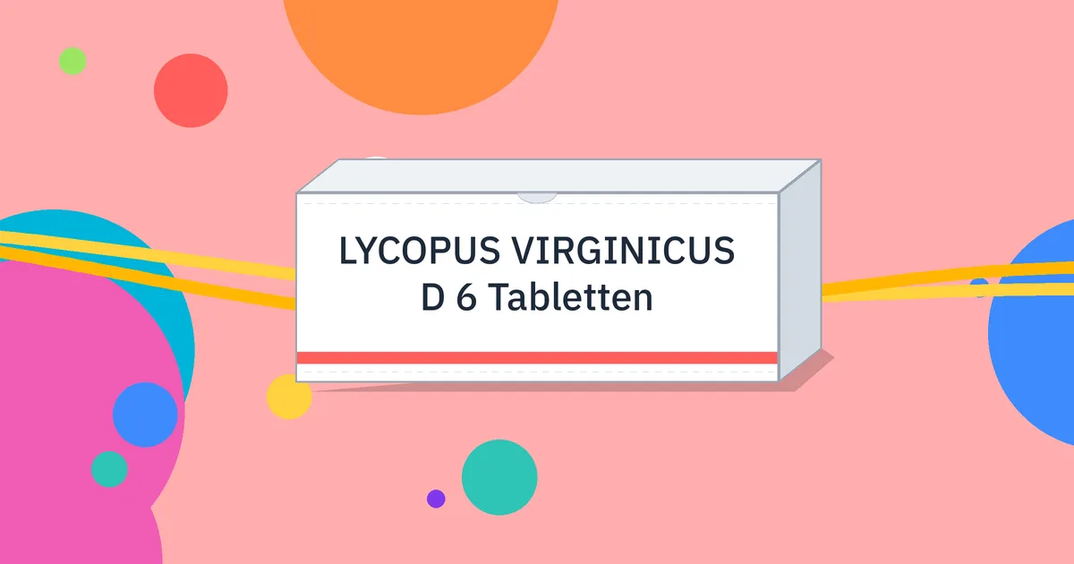 Symbolbild: Packung mit der Aufschrift LYCOPUS VIRGINICUS D 6 Tabletten (PZN 02633264) – Verfügbarkeit und Bezug in Apotheken in Frankfurt am Main