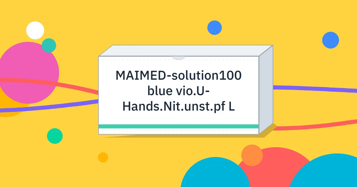 Symbolbild: Packung mit der Aufschrift MAIMED-solution100 blue vio.U-Hands.Nit.unst.pf L (PZN 11302750) – Verfügbarkeit und Bezug in Apotheken in Frankfurt am Main