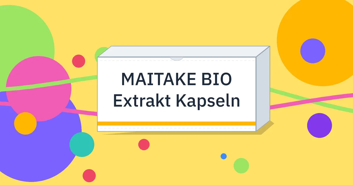 Symbolbild: Packung mit der Aufschrift MAITAKE BIO Extrakt Kapseln (PZN 16738587) – Verfügbarkeit und Bezug in Apotheken in Frankfurt am Main