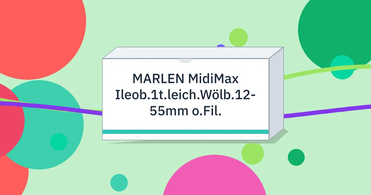 Symbolbild: Packung mit der Aufschrift MARLEN MidiMax Ileob.1t.leich.Wölb.12-55mm o.Fil. (PZN 16658457) – Verfügbarkeit und Bezug in Apotheken in Frankfurt am Main