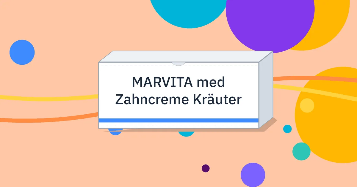 Symbolbild: Packung mit der Aufschrift MARVITA med Zahncreme Kräuter (PZN 14287436) – Verfügbarkeit und Bezug in Apotheken in Frankfurt am Main