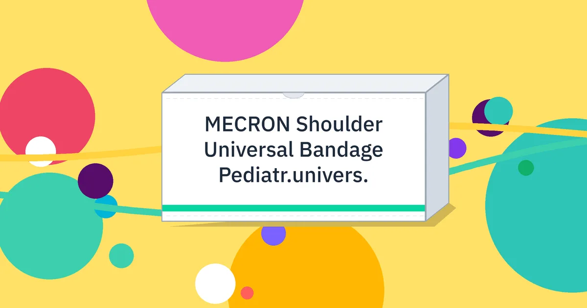 Symbolbild: Packung mit der Aufschrift MECRON Shoulder Universal Bandage Pediatr.univers. (PZN 16630967) – Verfügbarkeit und Bezug in Apotheken in Frankfurt am Main