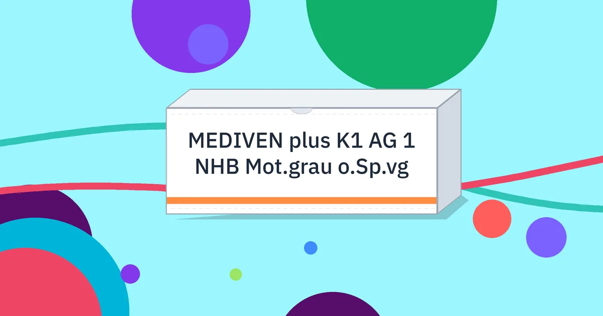 Symbolbild: Packung mit der Aufschrift MEDIVEN plus K1 AG 1 NHB Mot.grau o.Sp.vg (PZN 18940347) – Verfügbarkeit und Bezug in Apotheken in Frankfurt am Main