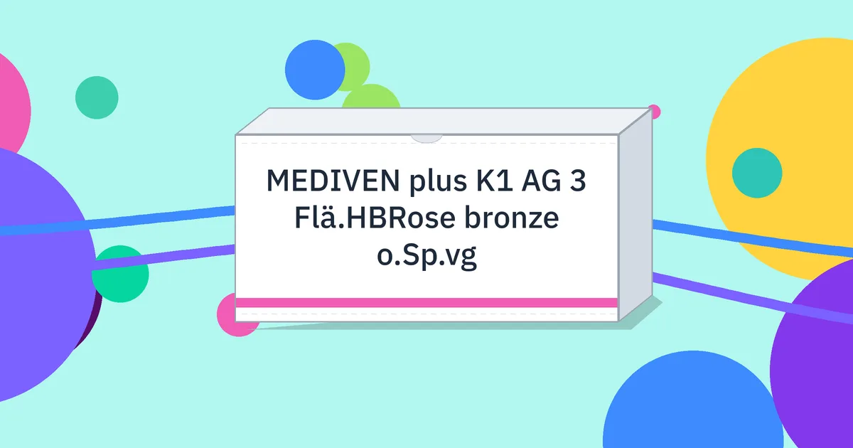 Symbolbild: Packung mit der Aufschrift MEDIVEN plus K1 AG 3 Flä.HBRose bronze o.Sp.vg (PZN 15912356) – Verfügbarkeit und Bezug in Apotheken in Frankfurt am Main