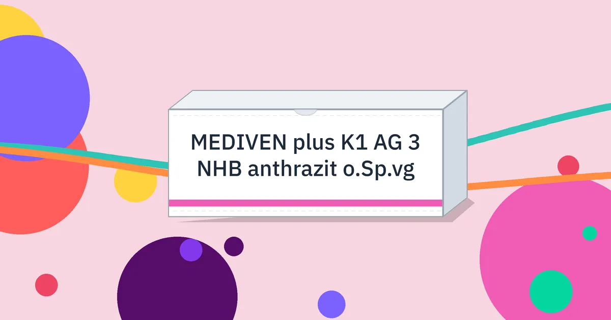 Symbolbild: Packung mit der Aufschrift MEDIVEN plus K1 AG 3 NHB anthrazit o.Sp.vg (PZN 15921131) – Verfügbarkeit und Bezug in Apotheken in Frankfurt am Main