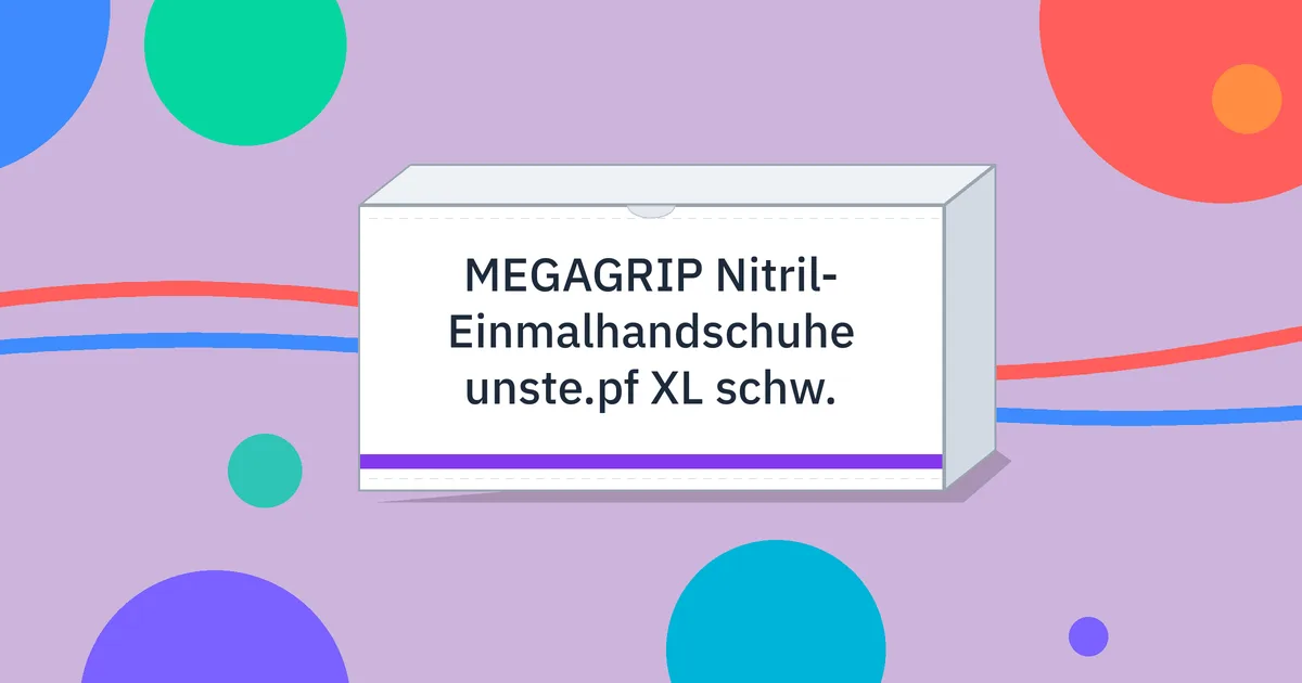 Symbolbild: Packung mit der Aufschrift MEGAGRIP Nitril-Einmalhandschuhe unste.pf XL schw. (PZN 16733532) – Verfügbarkeit und Bezug in Apotheken in Frankfurt am Main