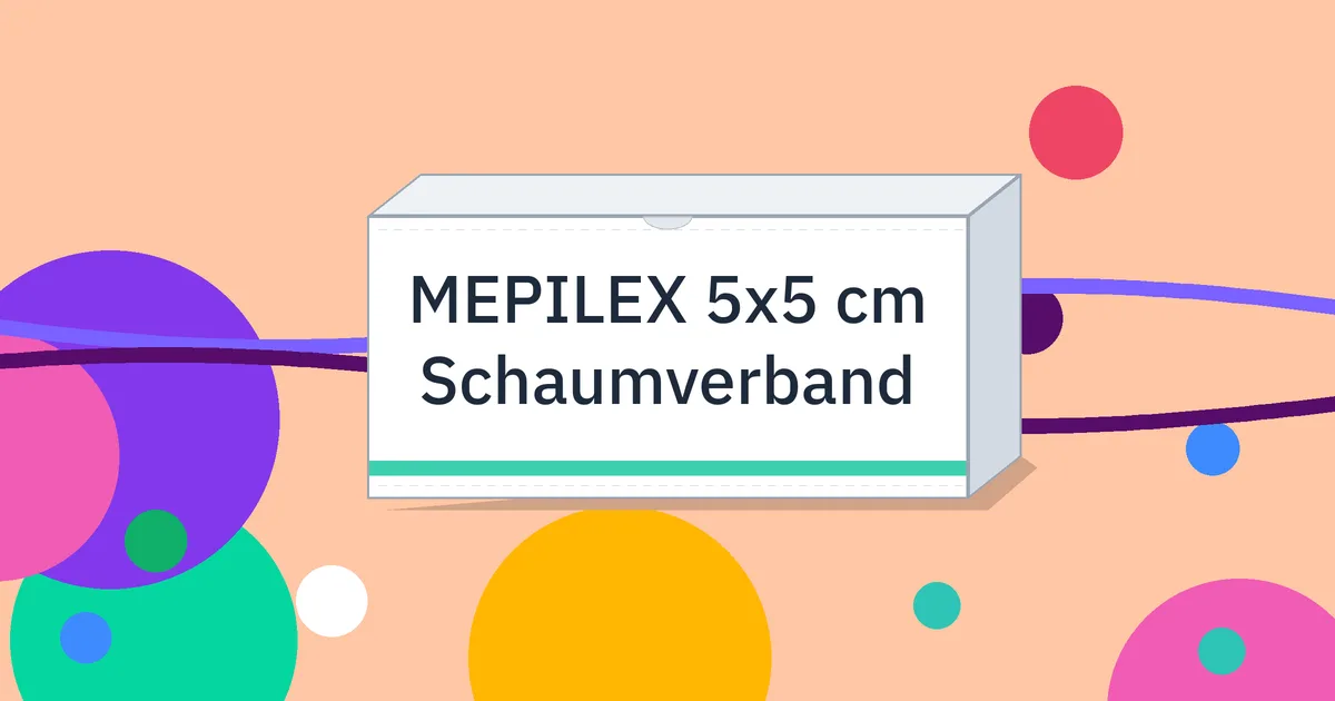 Symbolbild: Packung mit der Aufschrift MEPILEX 5x5 cm Schaumverband (PZN 09935407) – Verfügbarkeit und Bezug in Apotheken in Frankfurt am Main