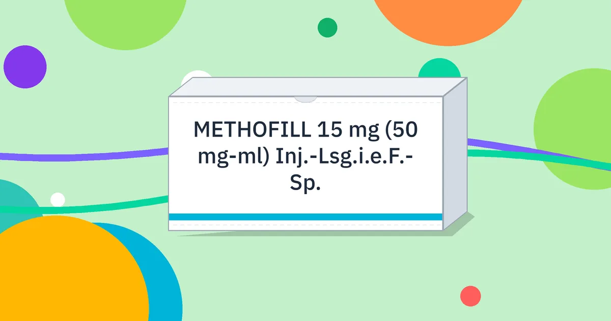 Symbolbild: Packung mit der Aufschrift METHOFILL 15 mg (50 mg-ml) Inj.-Lsg.i.e.F.-Sp. (PZN 11695672) – Verfügbarkeit und Bezug in Apotheken in Frankfurt am Main