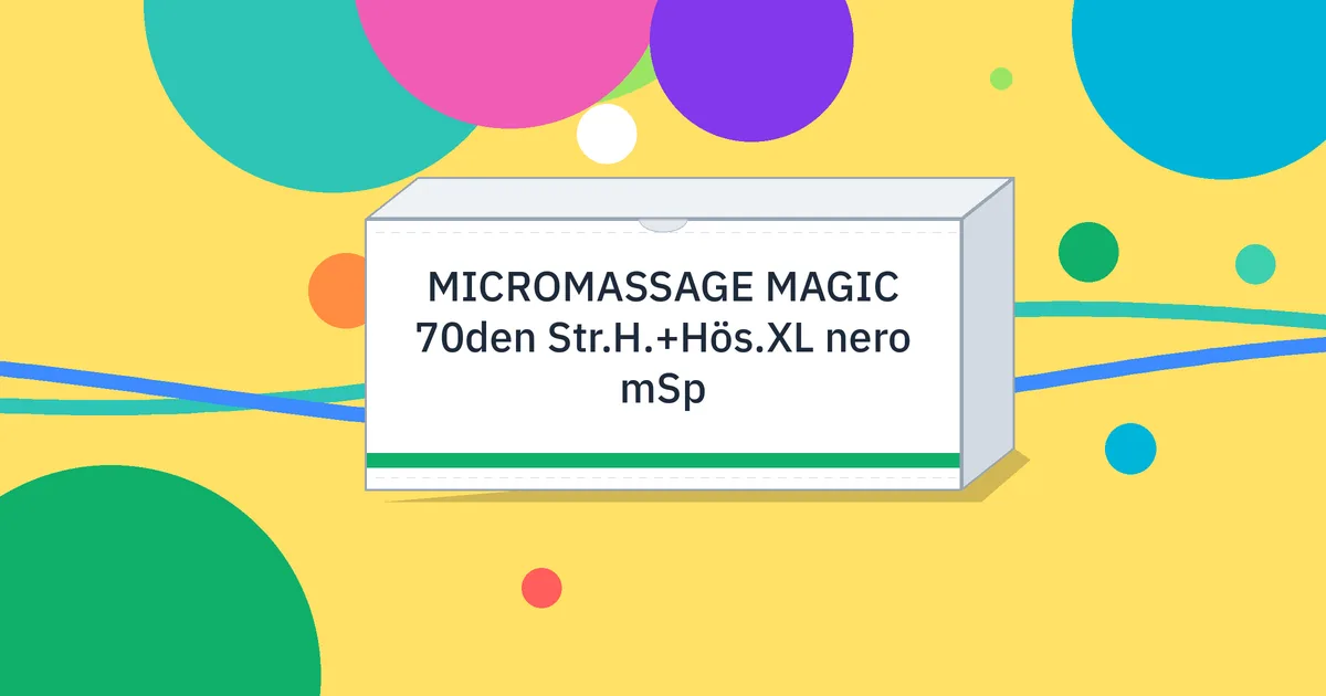 Symbolbild: Packung mit der Aufschrift MICROMASSAGE MAGIC 70den Str.H.+Hös.XL nero mSp (PZN 00555264) – Verfügbarkeit und Bezug in Apotheken in Frankfurt am Main
