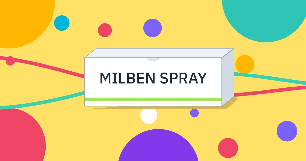 Symbolbild: Packung mit der Aufschrift MILBEN SPRAY (PZN 11018842) – Verfügbarkeit und Bezug in Apotheken in Frankfurt am Main