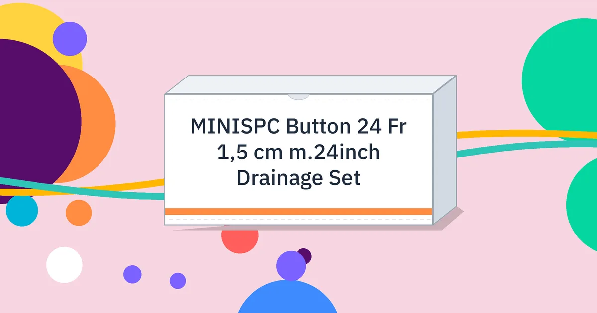 Symbolbild: Packung mit der Aufschrift MINISPC Button 24 Fr 1,5 cm m.24inch Drainage Set (PZN 20822431) – Verfügbarkeit und Bezug in Apotheken in Frankfurt am Main