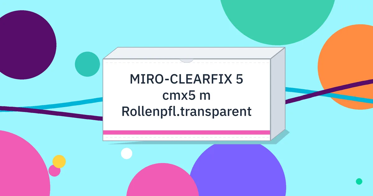 Symbolbild: Packung mit der Aufschrift MIRO-CLEARFIX 5 cmx5 m Rollenpfl.transparent (PZN 03677950) – Verfügbarkeit und Bezug in Apotheken in Frankfurt am Main