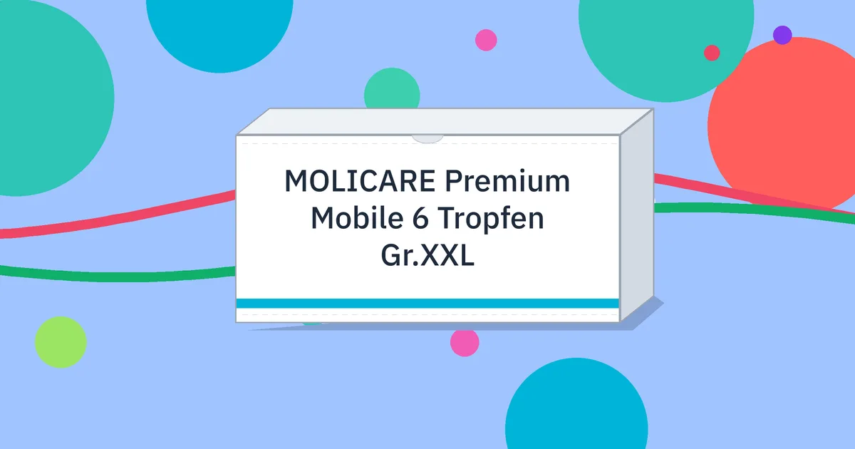 Symbolbild: Packung mit der Aufschrift MOLICARE Premium Mobile 6 Tropfen Gr.XXL (PZN 18087349) – Verfügbarkeit und Bezug in Apotheken in Frankfurt am Main