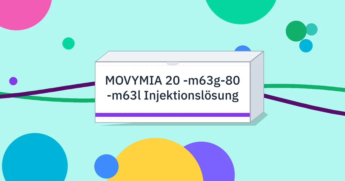 Symbolbild: Packung mit der Aufschrift MOVYMIA 20 -m63g-80 -m63l Injektionslösung (PZN 20217931) – Verfügbarkeit und Bezug in Apotheken in Frankfurt am Main