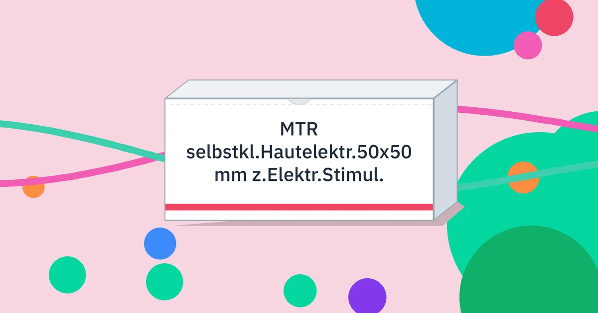 Symbolbild: Packung mit der Aufschrift MTR selbstkl.Hautelektr.50x50 mm z.Elektr.Stimul. (PZN 18879837) – Verfügbarkeit und Bezug in Apotheken in Frankfurt am Main